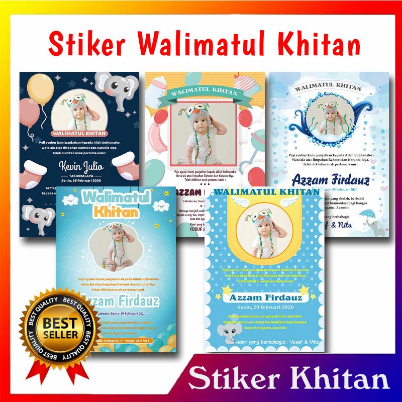 Jual sticker / kartu tasyakuran khitanan stiker walimatul khitan ...
