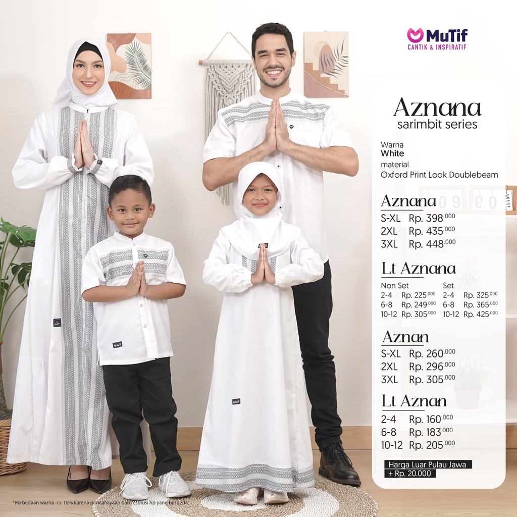 Jual SARIMBIT MUTIF LEBARAN 2023 AZNANA AZNAN/ GAMIS MUTIF PUTIH AZNANA ...