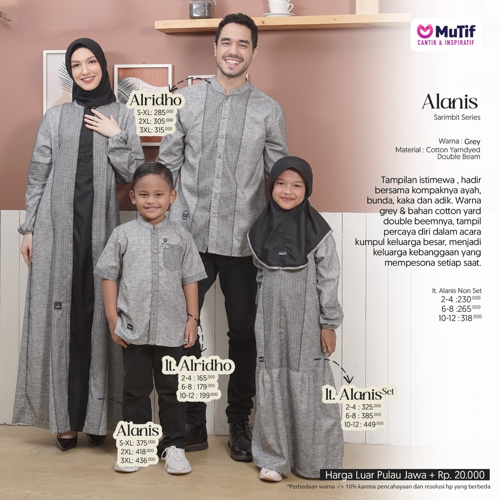 Jual Sarimbit ALANIS Grey By Mutif Baju Couple Keluarga | Shopee Indonesia