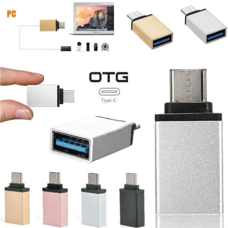 Jual OTG Type C To USB Port / OTG Plug Connector OTG Micro To USB Port Type C metalic Almunium ...