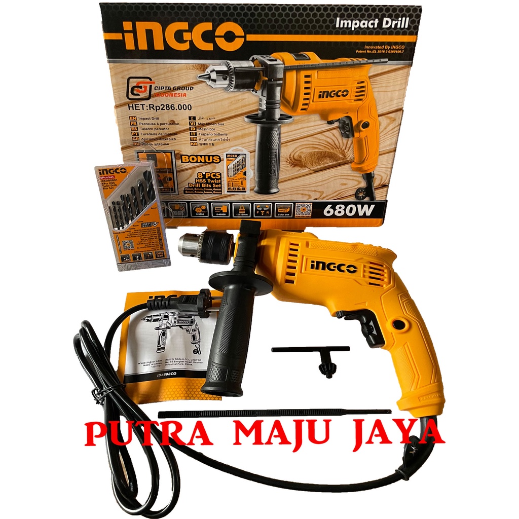 Jual ID6808CG MESIN BOR TANGAN BETON IMPACT DRILL 13mm INGCO ID6808 ...