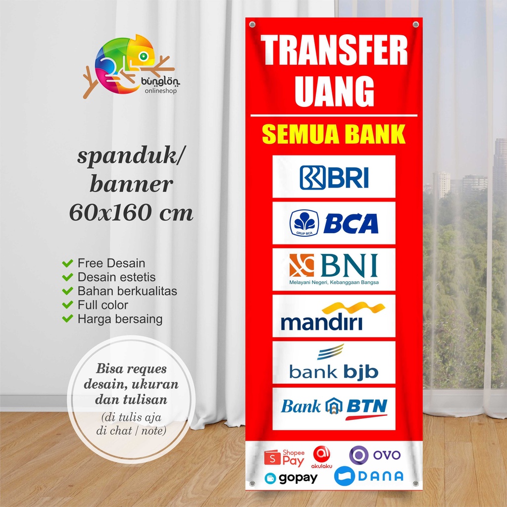 Jual Spanduk Banner Transfer Uang Semua Bank | Shopee Indonesia