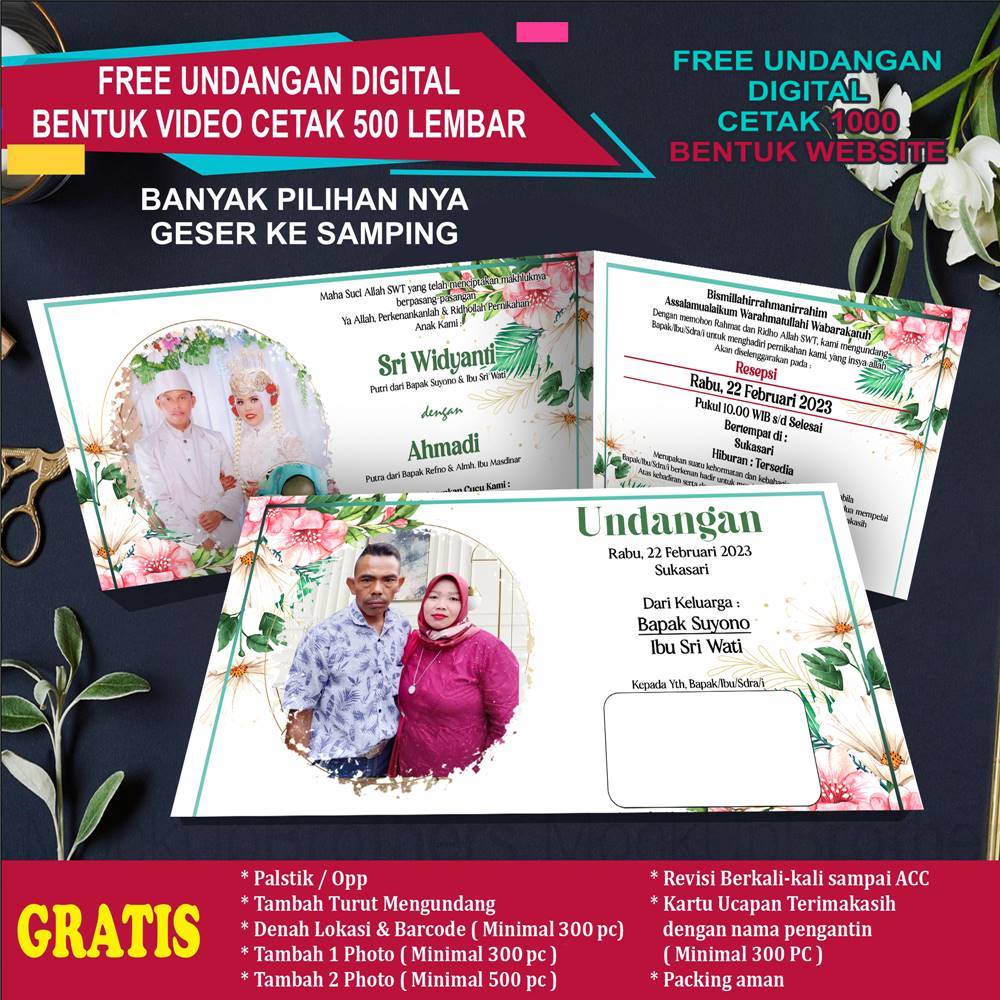 Jual Undangan Rustik Undangan Unik Undangan Pernikahan Free Foto ...