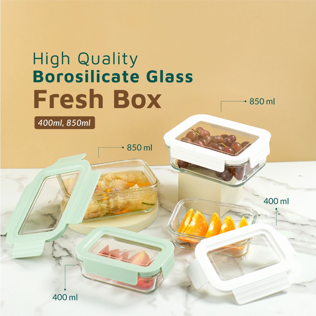 Jual Kotak Tempat Makan Kaca Glass Food Container Kedap Udara & Tahan ...