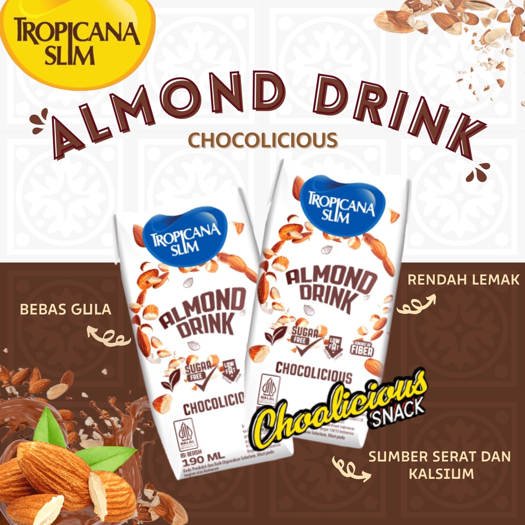 Jual TROPICANA SLIM Almond Drink Chocolicious 190 ml - Ready to Drink | Shopee Indonesia