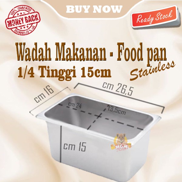 Jual Terbatas - Food Pan Prasmanan Stainless Ukuran 1/4 Tinggi 15Cm ...