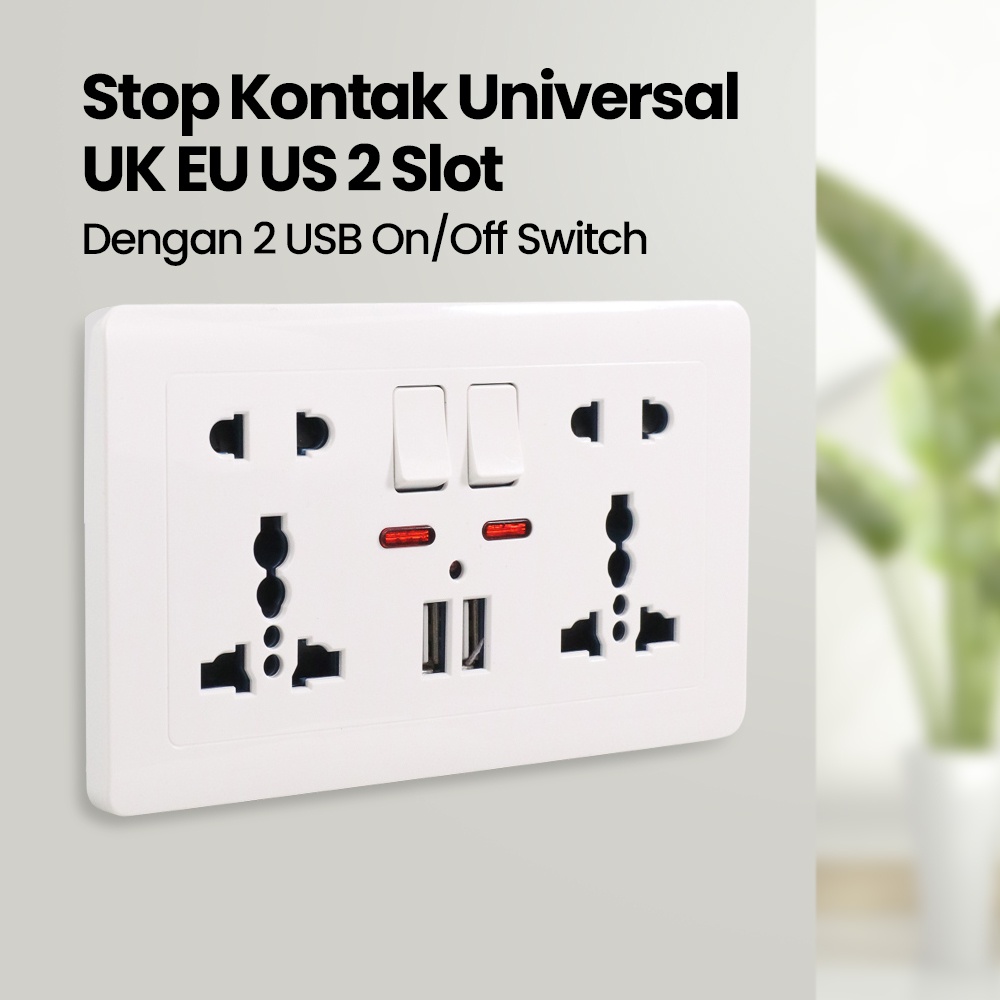 Jual Stop Kontak USB 2 Port Universal Saklar On Off Colokan Dinding UK ...
