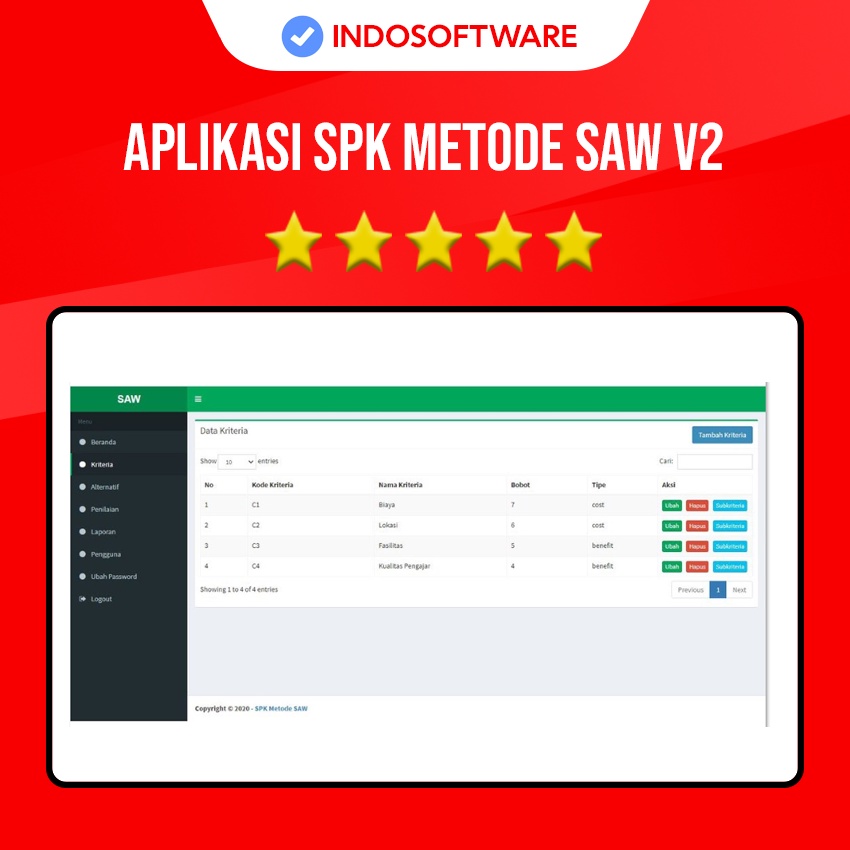 Jual SOURCE CODE APLIKASI SPK METODE SAW V2 SISTEM PENDUKUNG KEPUTUSAN ... Jual SOURCE CODE APLIKASI SPK METODE SAW V2 SISTEM PENDUKUNG KEPUTUSAN ...