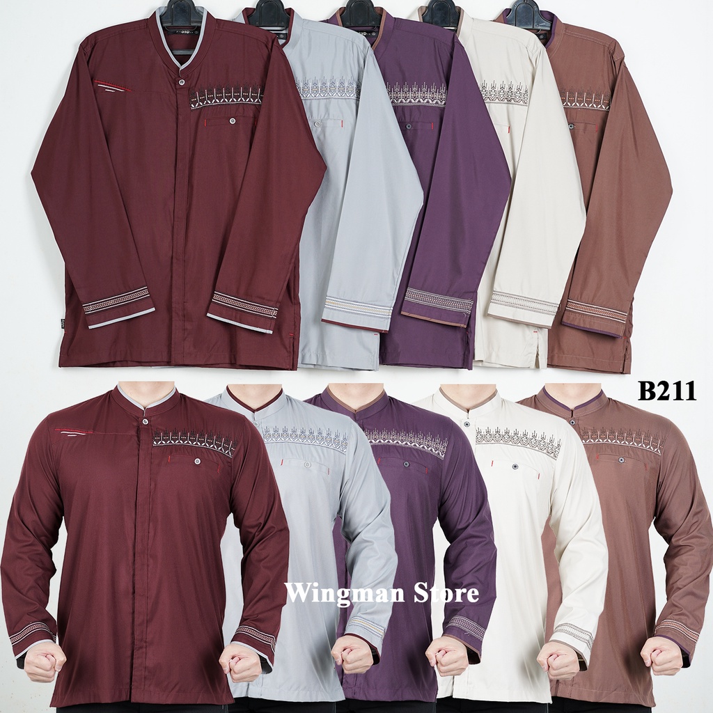 Jual Baju Koko Muslim Pria Lengan Panjang Warna B211 B212 | Shopee ...