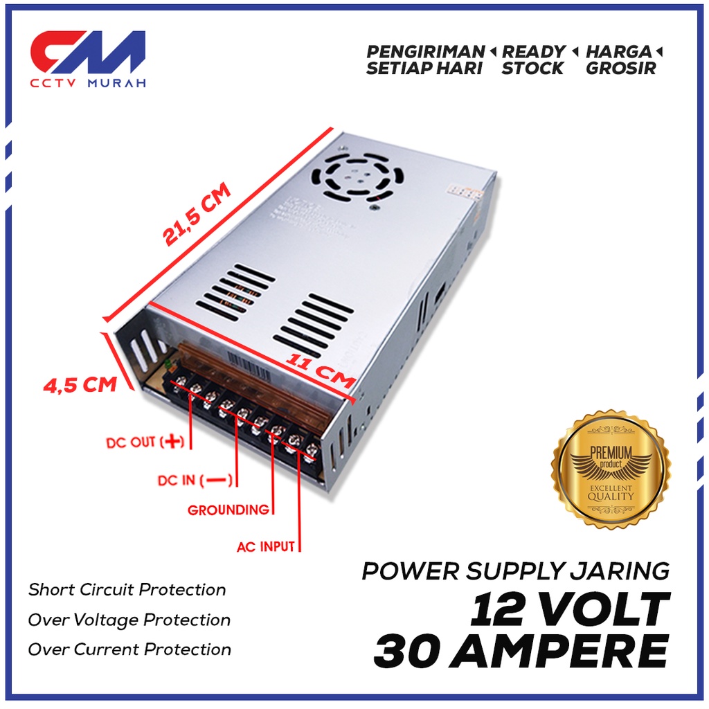 Jual Power Supply / Trafo / Adaptor 12v 30a Kipas , Power Supply CCTV ...