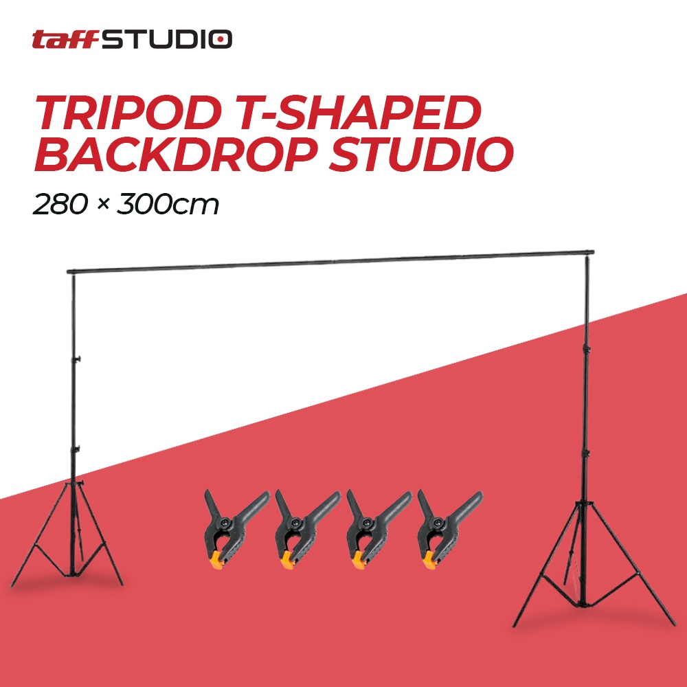 Jual Tripod T-Shaped Bracket Backdrop Studio 300x280cm - DD-112 - Black ...
