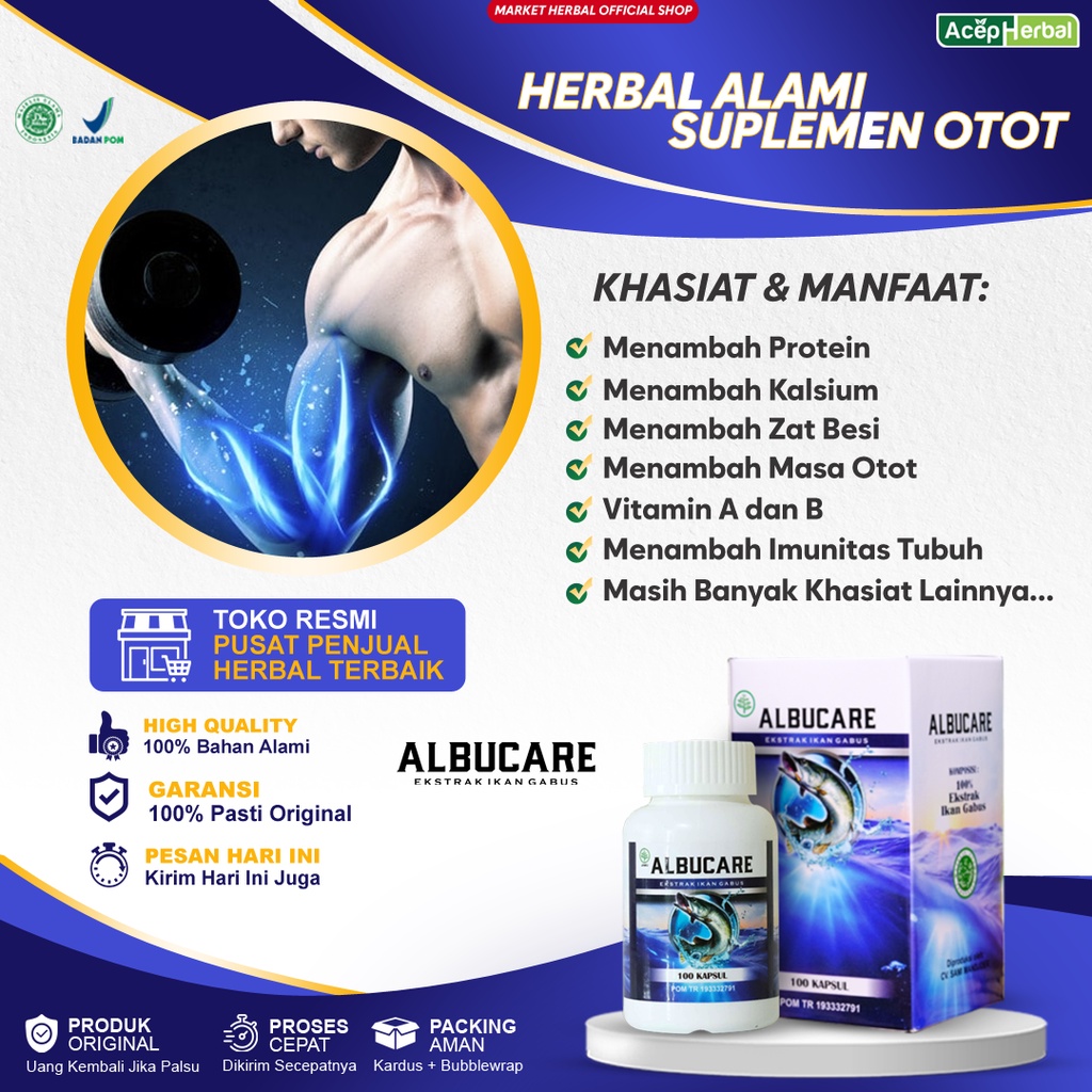 Jual Albucare - Suplemen Pembentuk Masa Otot Tubuh Menambah Protein ...