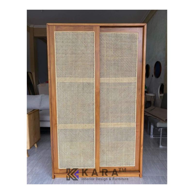 Jual Lemari Pakaian Pintu Sliding Anyaman Rotan / Wardrobe / Walk in ...