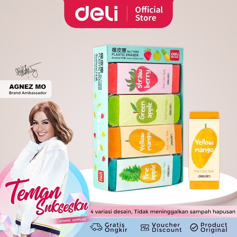 Jual Deli Plastic Eraser / Penghapus Hapusan Tidak Mudah Patah Warna ...