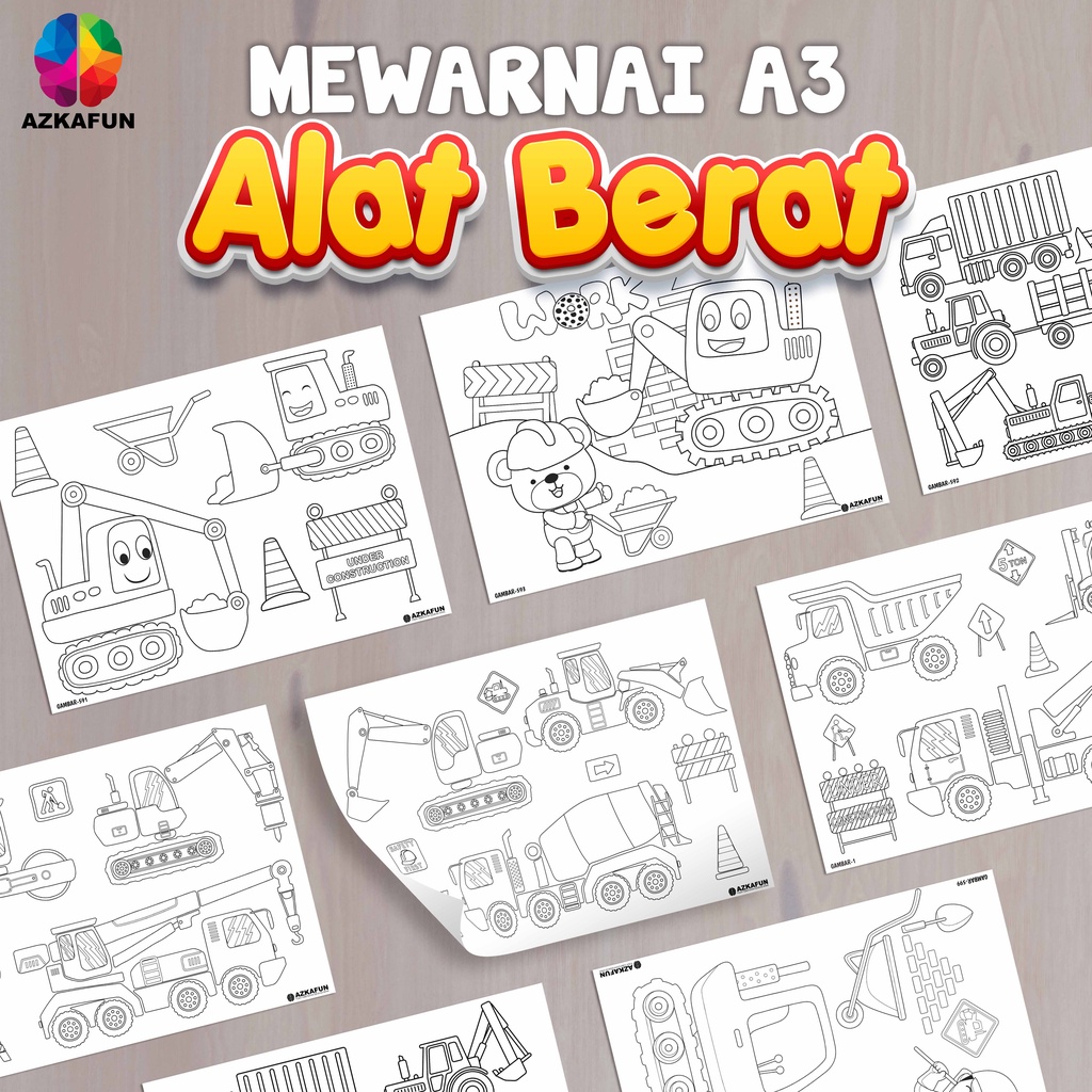 Jual Kertas Mewarnai A3 ALAT BERAT - Mewarnai anak back to school ...