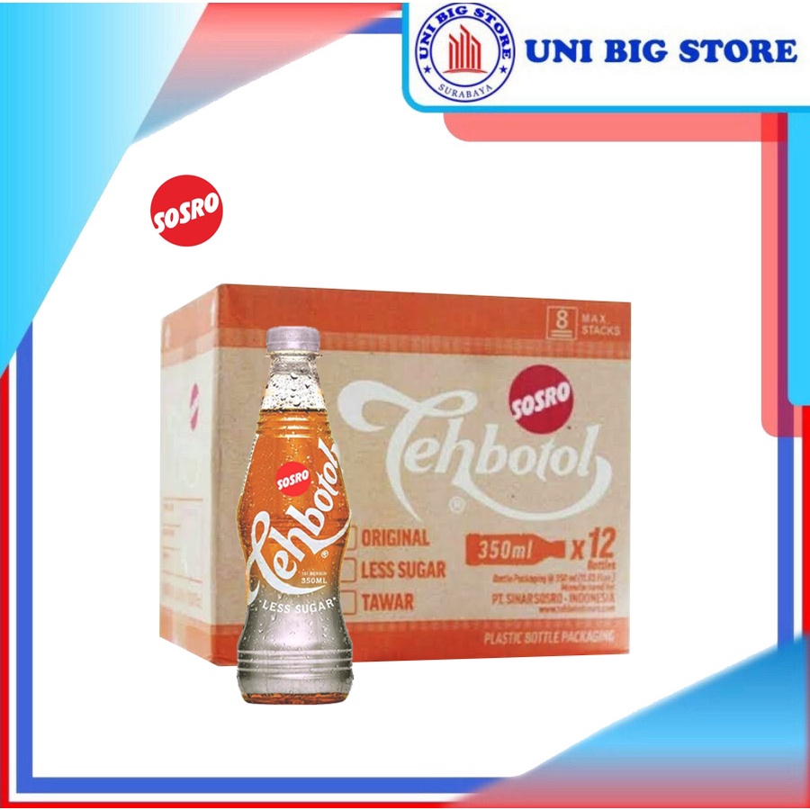Jual Teh Botol Sosro Less Sugar 350 ml x 12 pcs DUS Jasmine Tea | Shopee Indonesia