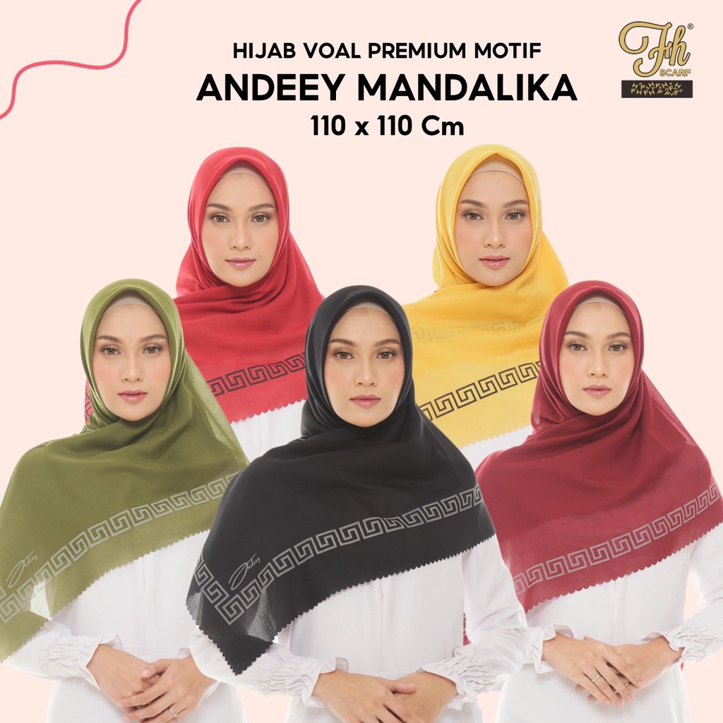 Jual FH Scarf Jilbab Segi Empat Voal Motif Andeey Mandalika | Shopee ...