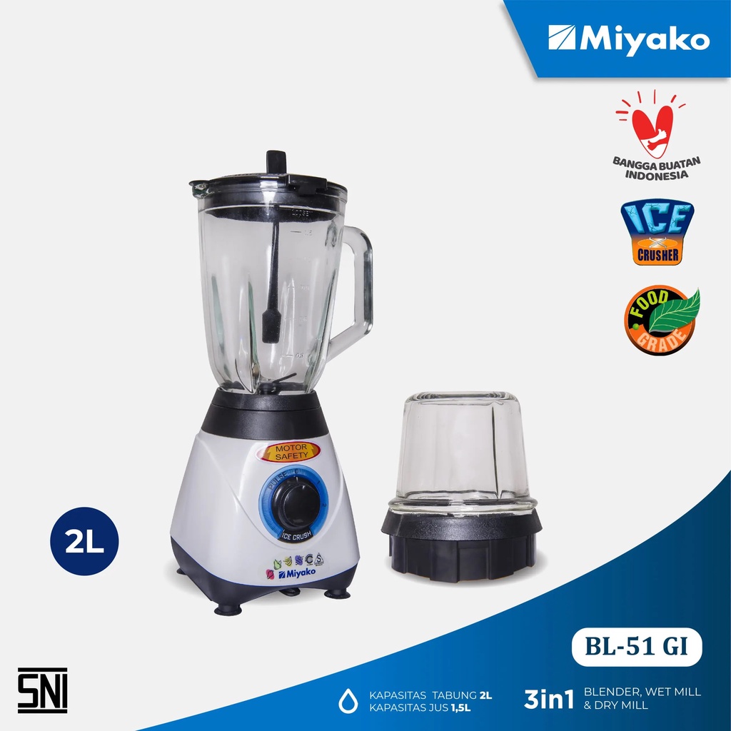 Jual Blender Miyako BL-51 GI [1.5 Liter] Ice Crushing Smoothies 2 Tabung Besar (Kaca) | Shopee ...