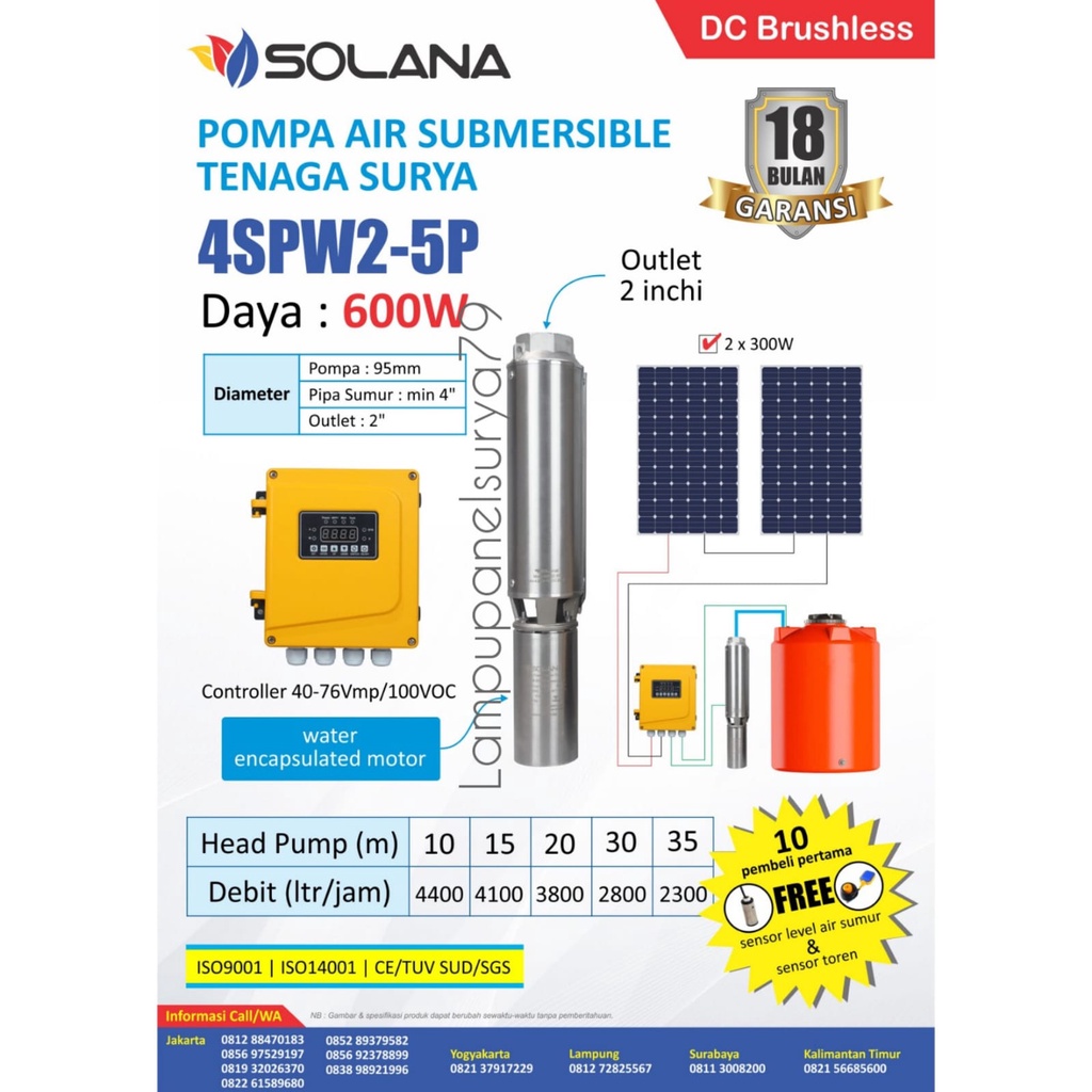 Jual Submersible Pump Pompa Celup Tenaga Surya Solana 600Watt + Controller | Shopee Indonesia