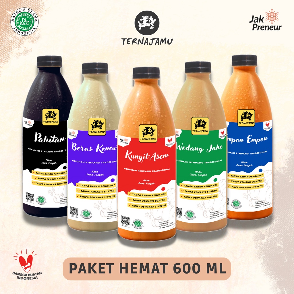 Jual Promo 4 Botol Jamu Kunyit Asem, Beras Kencur, Empon Empon, Wedang ...