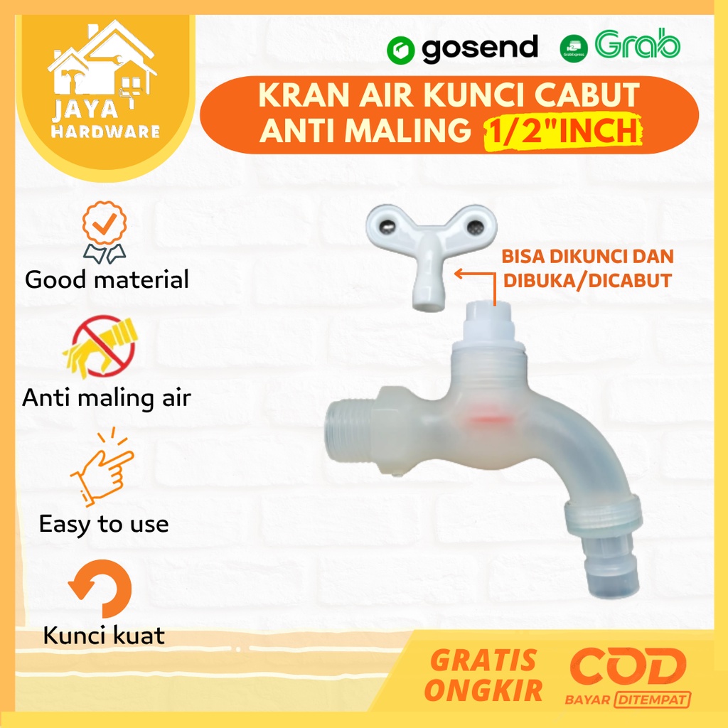 Jual Kran / Keran Air Taman / Tembok 1/2" Inch Inci Bisa Kunci Dikunci ...