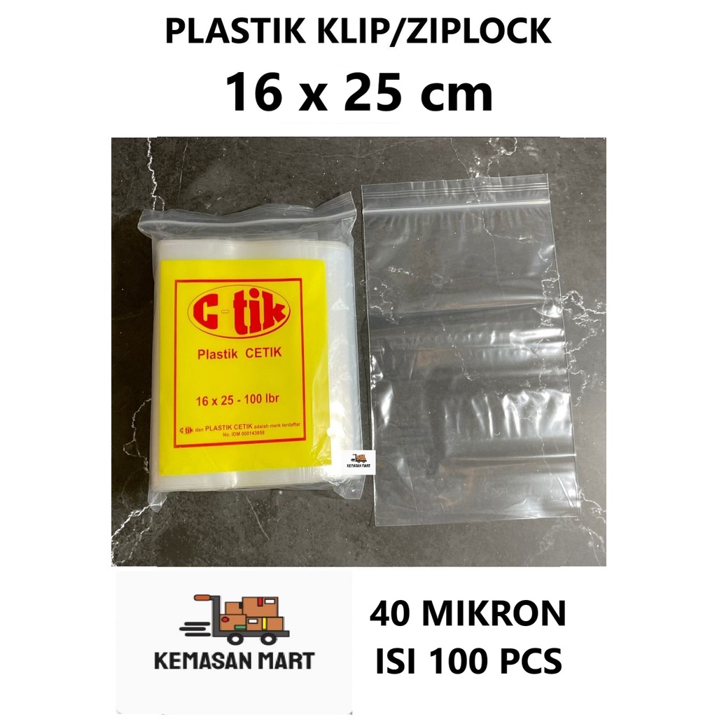 Jual PLASTIK KLIP / ZIPLOCK / CETIK / CTIK UKURAN 16 x 25 cm 100 PCS | Shopee Indonesia
