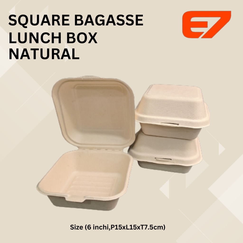 Jual Bagasse Natural Lunch Box Burger Kotak Makan Kue Bento Tray ...