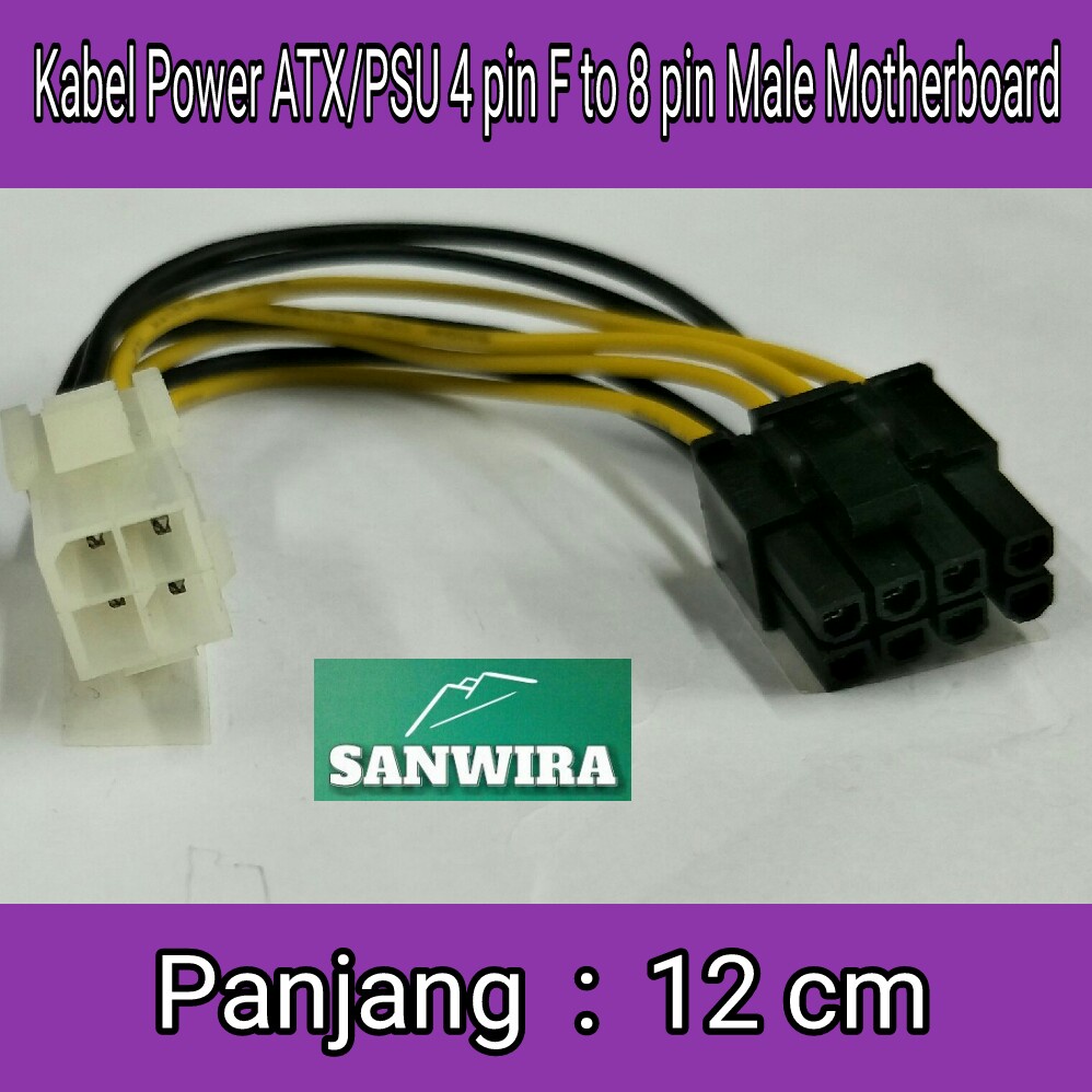 Jual Kabel Power ATX PSU 4 pin Female to 8 pin Male motherboard panjang ...