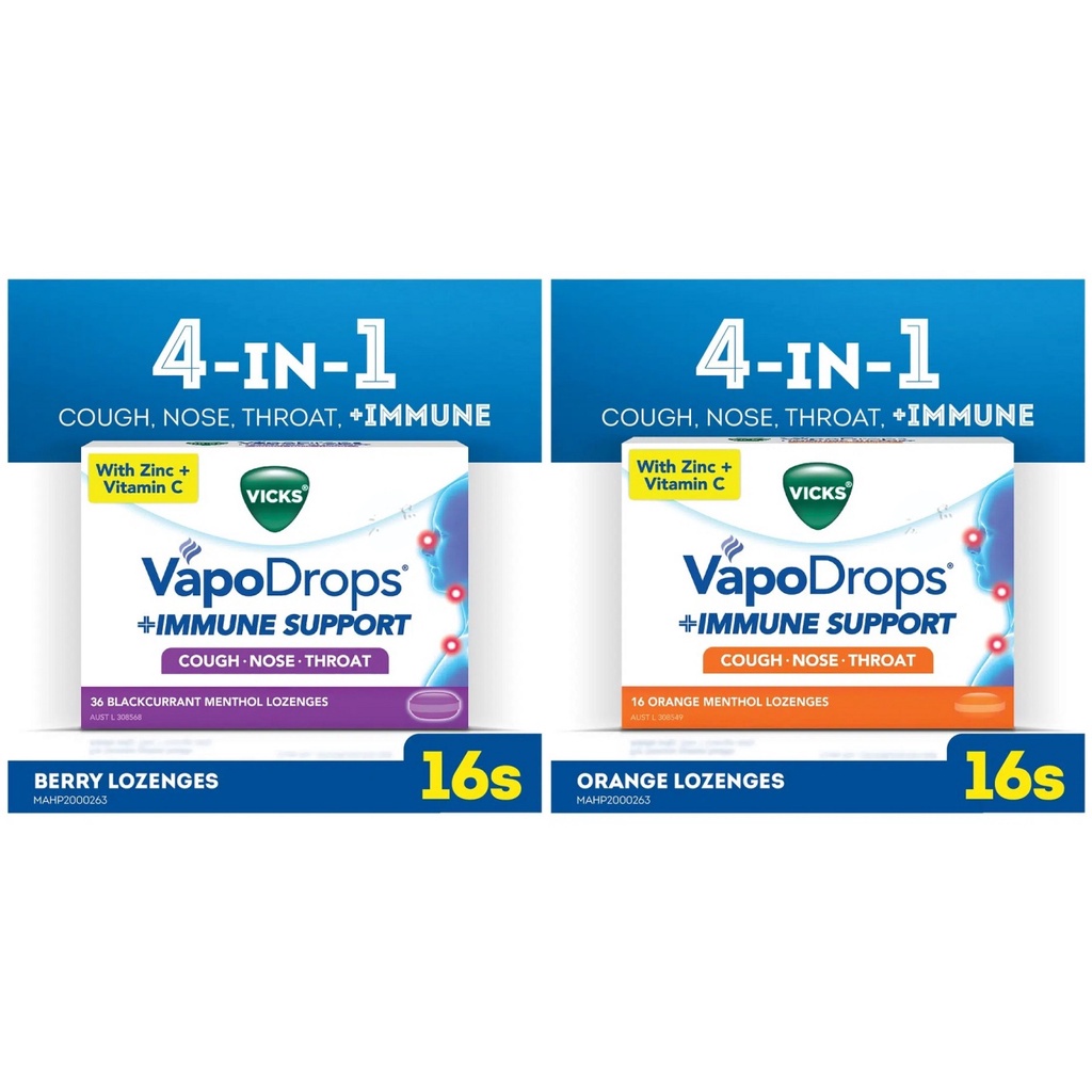 Jual Permen VICKS VapoDrops + Immune Support Lozenges isi 16pcs ...