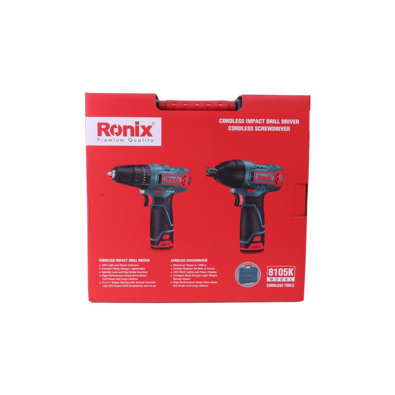 Jual Ronix Model 8105K Impact Drill and Screwdriver Kit, 12V, 2Ah ...