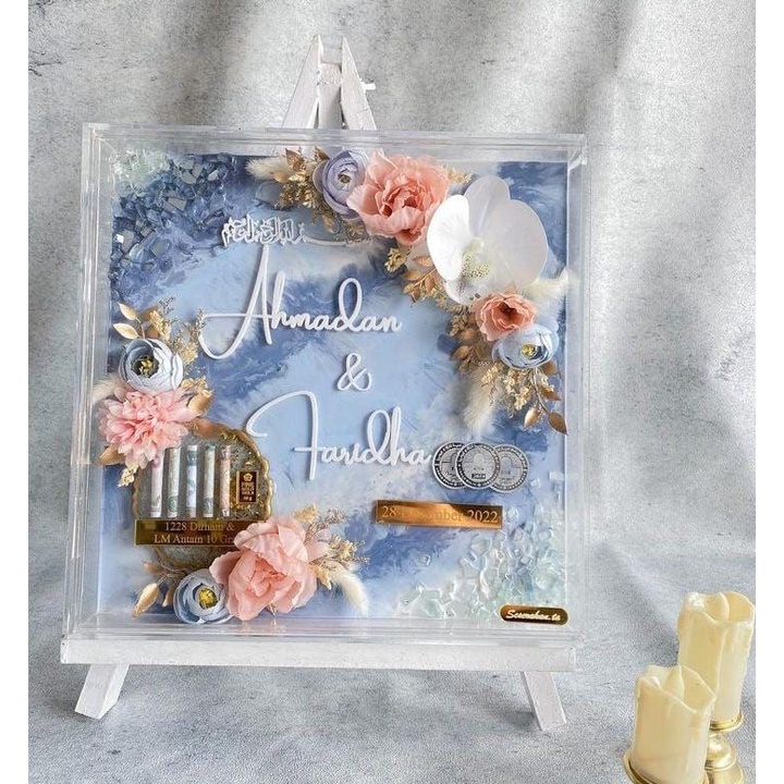 Jual MAHAR RESIN CUSTOM Pernikahan Mas Kawin Akrilik Acrylic Anggrek ...