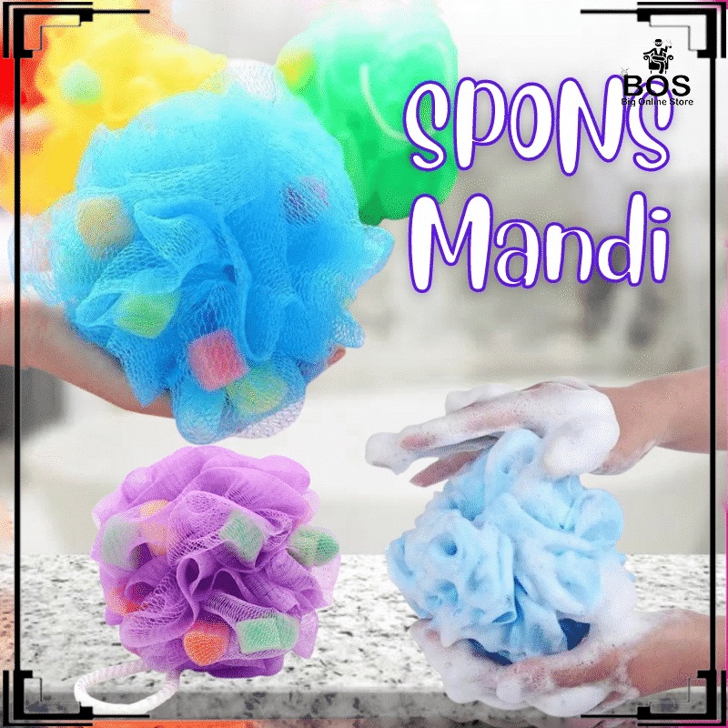 Jual BOS - SPONS MANDI JARING GOSOK BADAN / SHOWER PUFF / SPONGE JARING ...