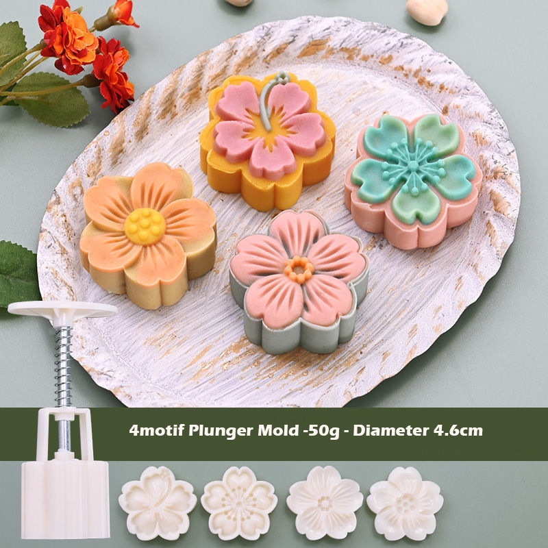 Jual Mi.more Mold Sakura 50g 4 Motif Plunger Mold Cetakan Mooncake ...