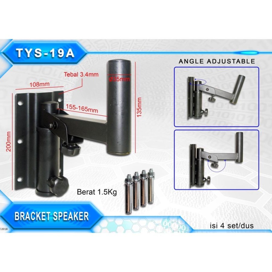 Jual Bracket Wall Speaker / Breket Speaker Dinding / Tembok Viva TYS ...