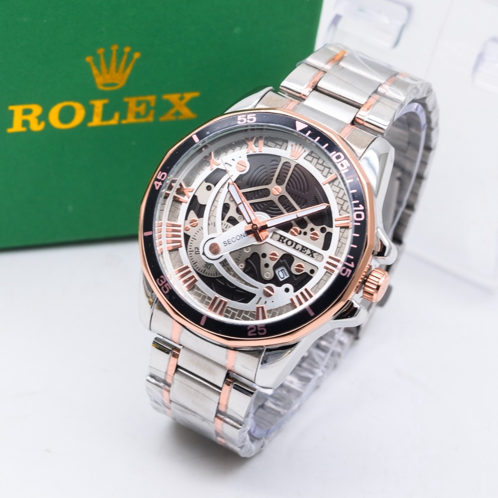 Jual Jam Tangan Pria ROLEX Strap Rantai Stainless Steel Premium Series ...