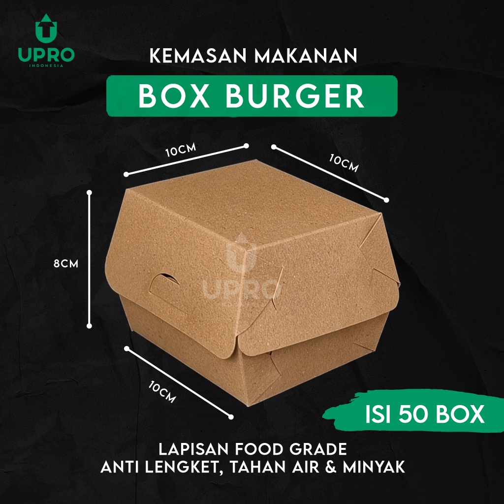 Jual [ISI 50 BOX] Box Burger Laminasi Tebal 290 gsm Paper Kraft Tebal ...