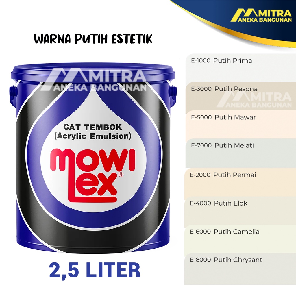 Jual CAT TEMBOK INTERIOR MOWILEX ACRYLIC EMULSION 2,5 LITER / WARNA ...