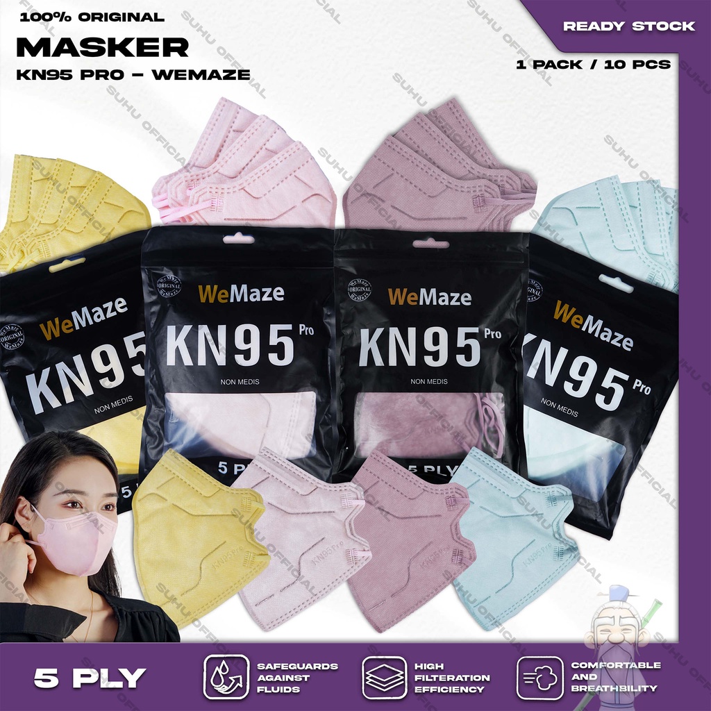 Jual Masker KN95 PRO WEMASK 5Ply isi 10Pcs Putih Hitam Abu Warna Hybrid ...