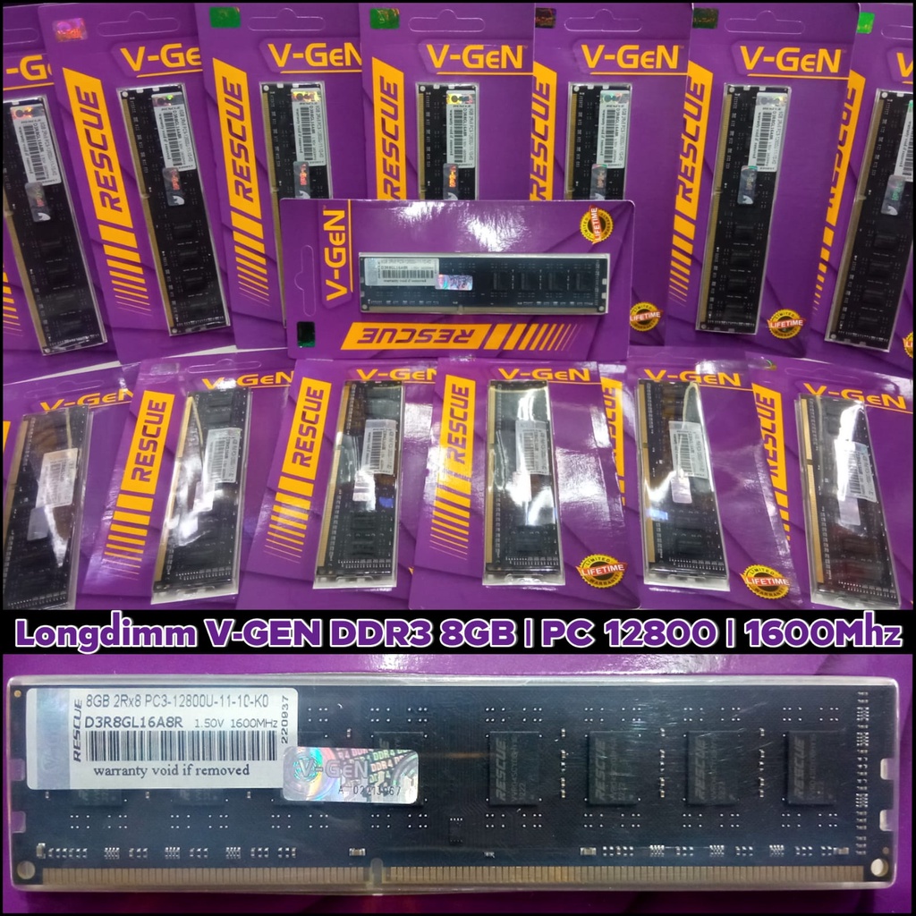 Jual LONGDIM RAM VGEN DDR3 8GB RESCUE PC12800 1600Mhz DDR PC - DISASS ...