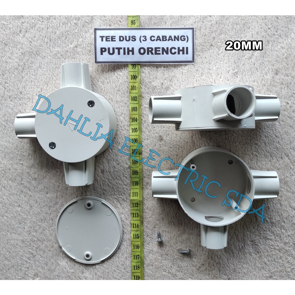 Jual TEE DUS ( CABANG 3 ) 20mm PUTIH ORENCHI | Shopee Indonesia