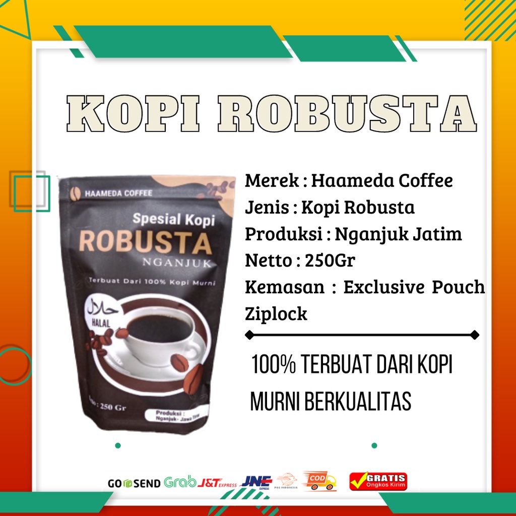 Jual Kopi Robusta Kopi Bubuk Kemasan 250Gr Haameda Coffee 100% Kopi ...