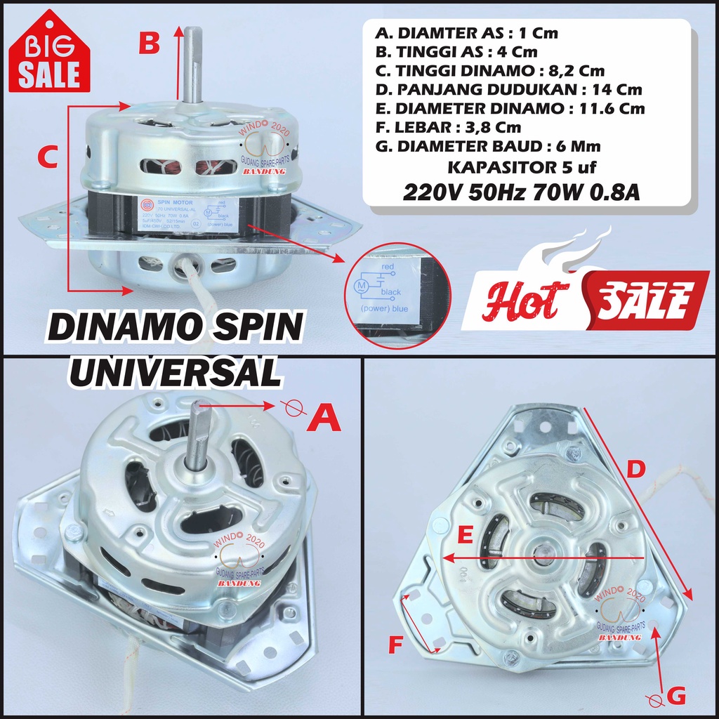 Jual MOTOR DINAMO SPIN PENGERING / DINAMO UMUM MESIN CUCI 2 TABUNG UMUM UNIVERSAL | SPINER KAKI ...