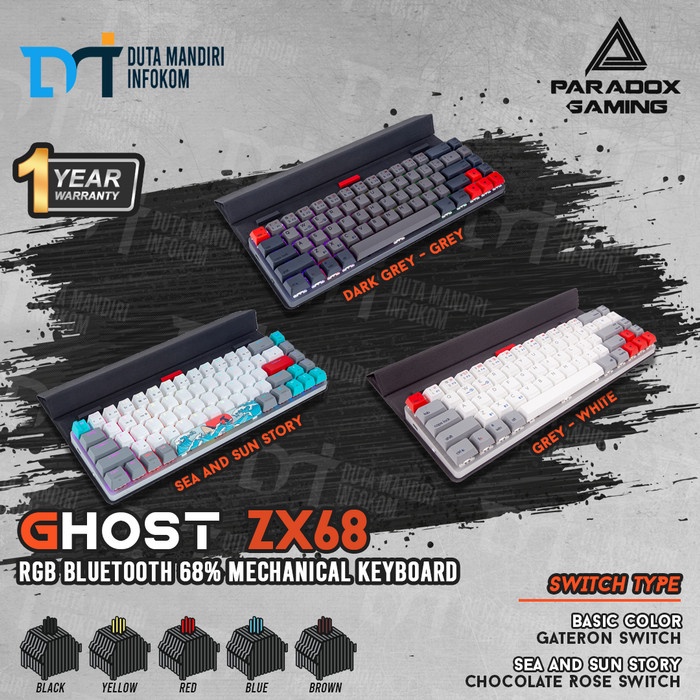 Jual Terlaris Paradox Gaming Ghost Zx68 - Rgb Bluetooth 68% Mechanical ...