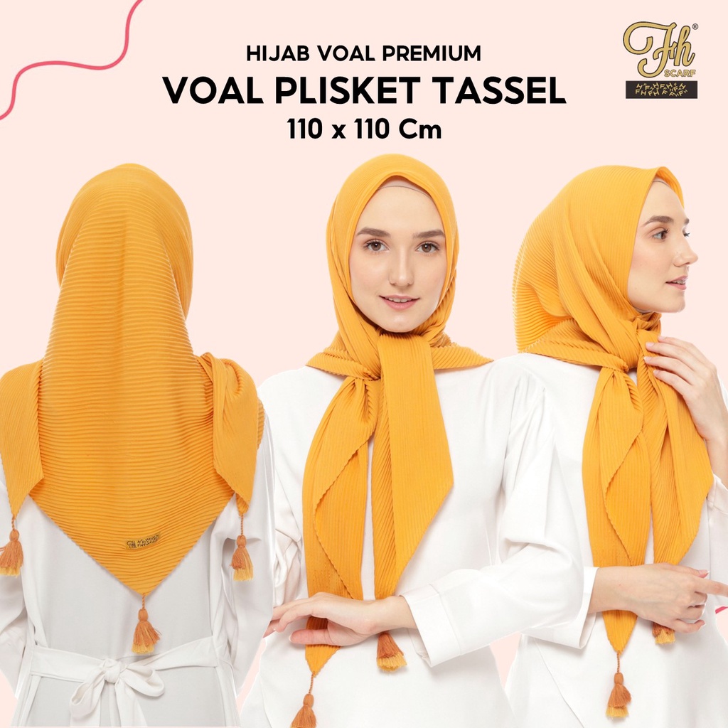 Jual KERUDUNG VOAL HIJAB SEGI EMPAT POLOS PLISKET TASSEL FH SCARF NAVY ...