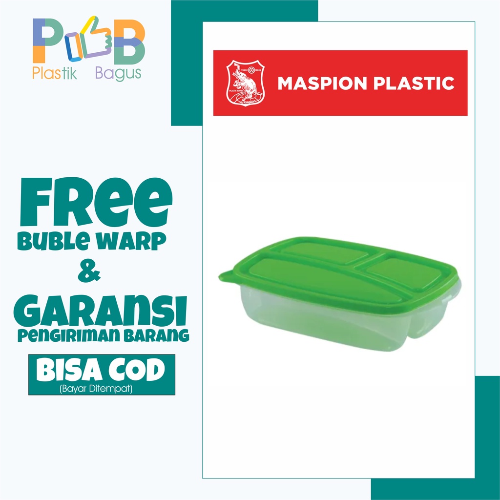 Jual kotak makan sekat 3 tempat makan sekat 3 wadah makan sekat 3 kotak ...