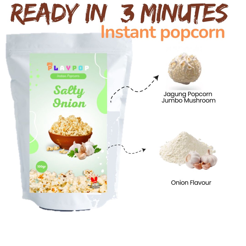 Jual Playpop Popcorn Instant Gourmet Salty Onion Popcorn Rasa Bawang ...