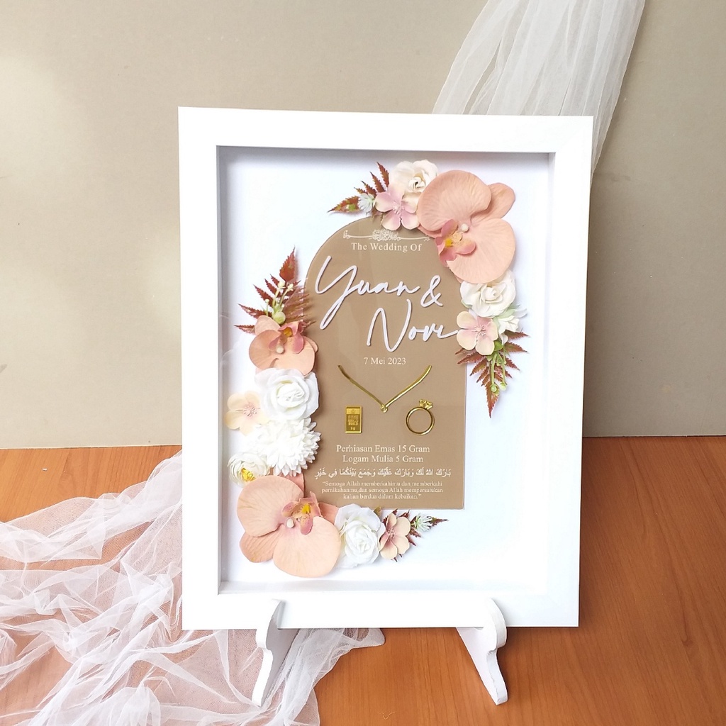 Jual pigura mahar akrilik mas kawin frame putih klasik luxury custom ...