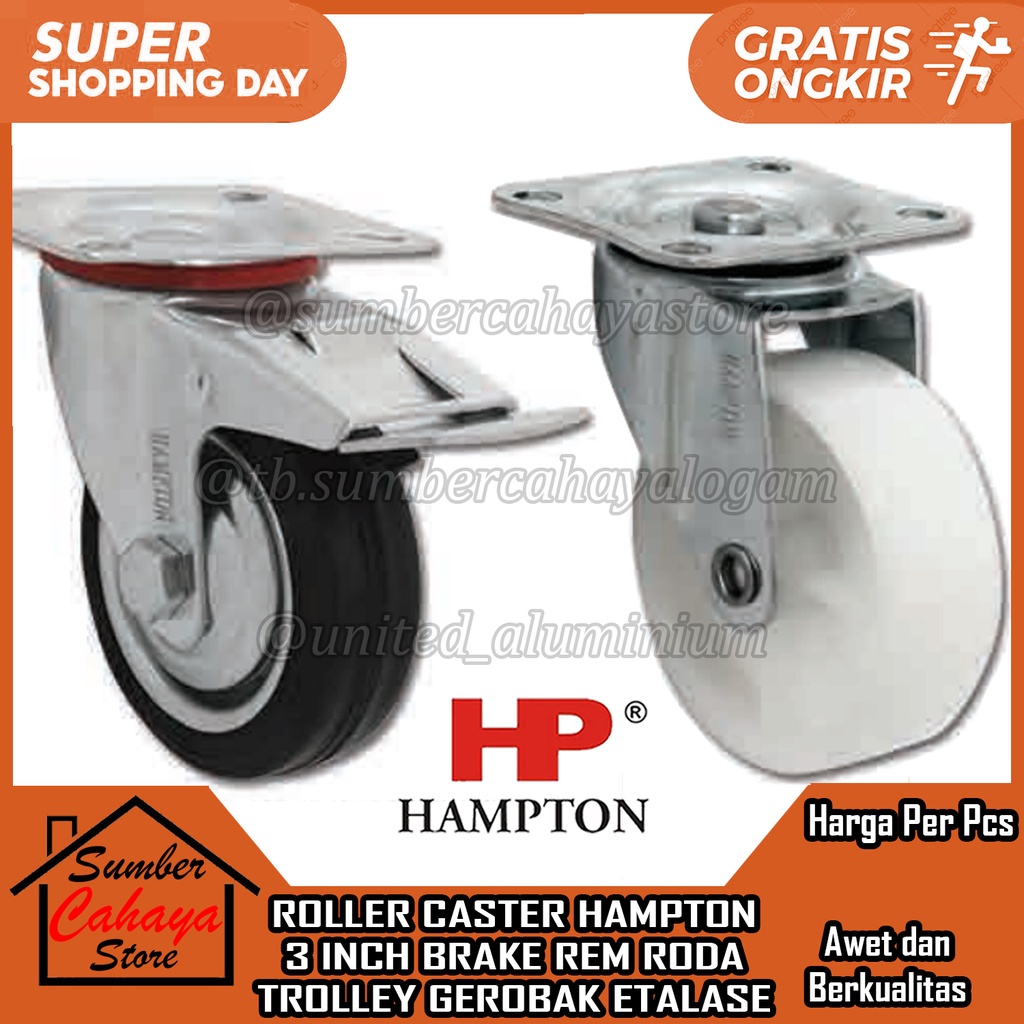 Jual Roller Caster Hampton Roda Troly Kastor 3” In Inci Inch Inchi Hp ...