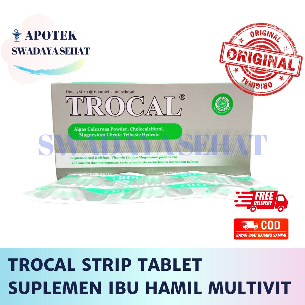 Jual TROCAL Strip Tablet - Suplemen Kalsium Vit D3 Magnesium Ibu Hamil ...