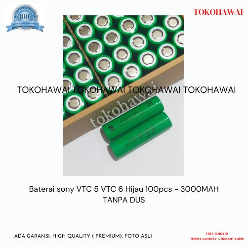 Jual Baterai sony VTC 5 VTC 6 Hijau 100pcs - 3000MAH TANPA DUS | Shopee ...